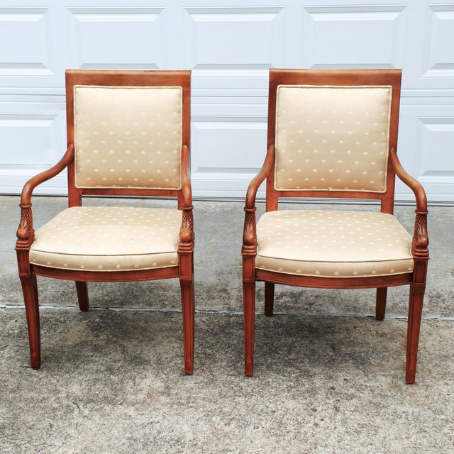 1980s Century Furniture Capuan Arm Chairs With Serpent Dolphin Carvings ...
