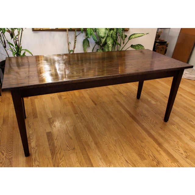 2000s Narrow Shaker Style Dark Oak Dining Table With Slim Tapered Legs ...