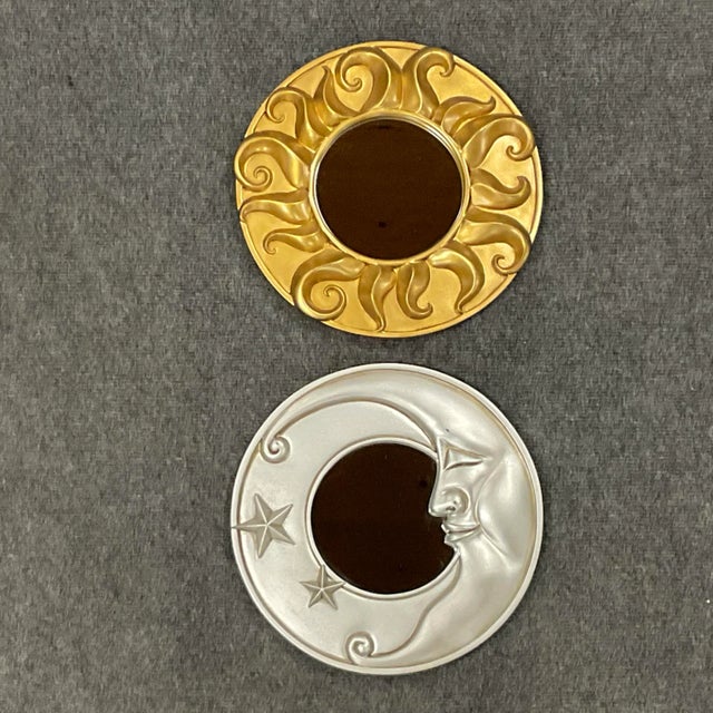 1980s Post Modern Boho Chic Sun & Moon Wall Mirrors - a Pair. | Chairish