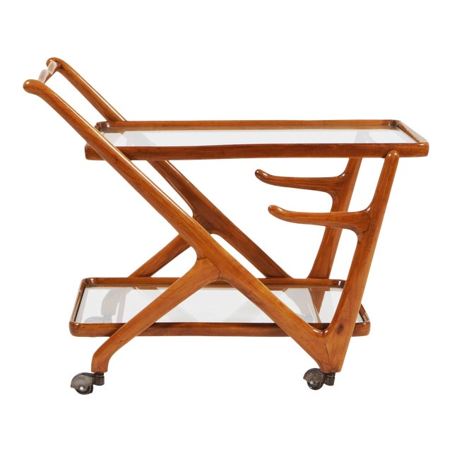 Mid-Century Modern Cherry Wood Trolley | Chairish