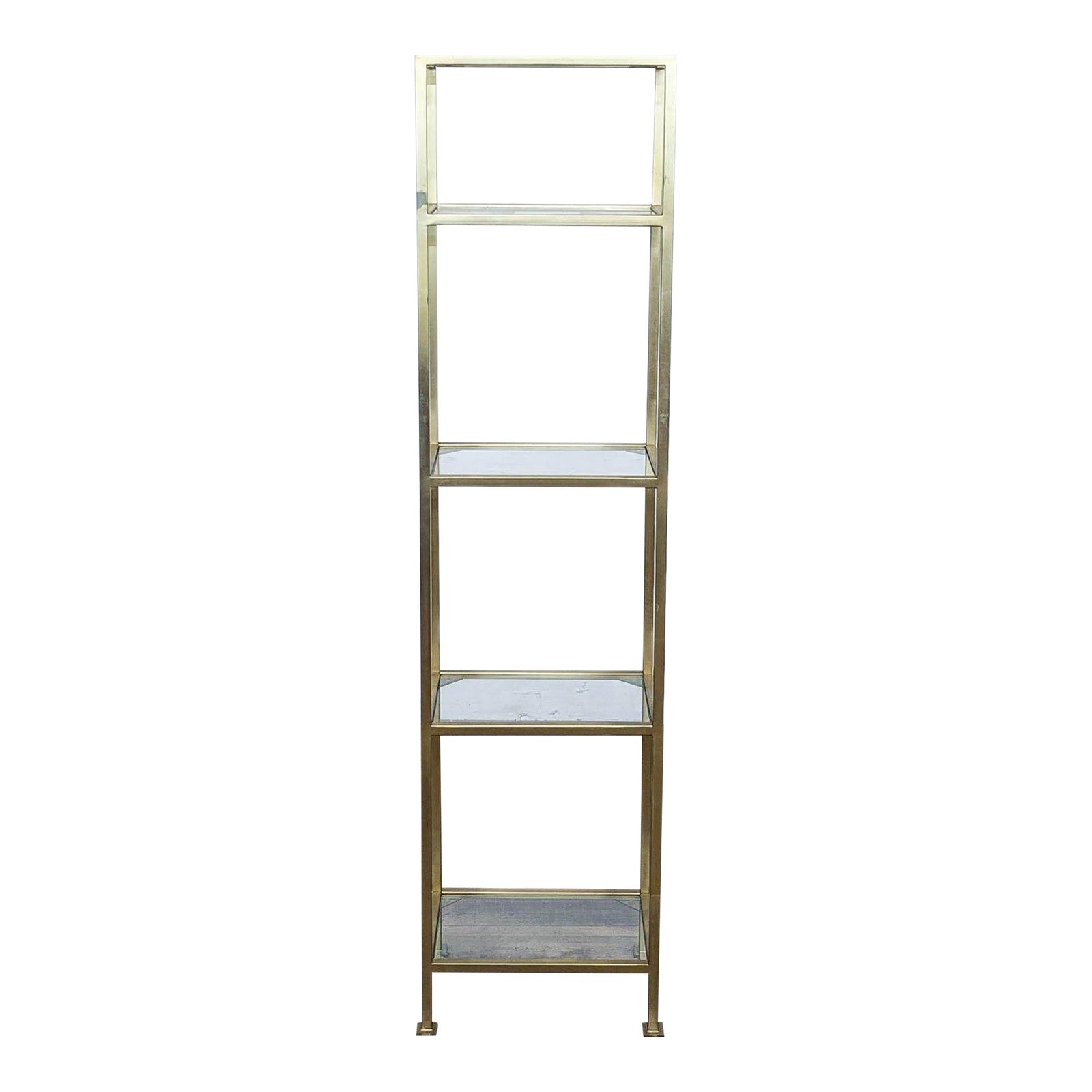 Silvia Narrow Metal and Glass Bookcase by Ballard Designs | Chairish