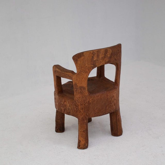 Sculptural Wood Hand-Carved Chair | Chairish