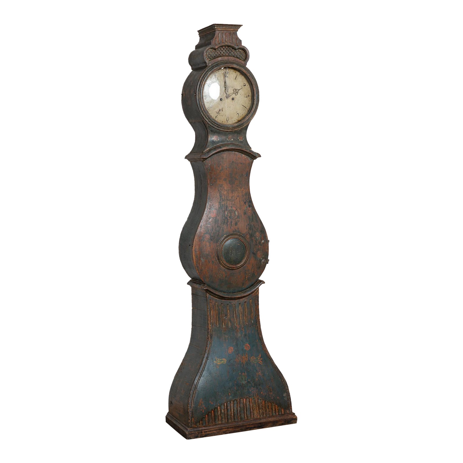 19th Century Original Painted Swedish Mora Grandfather Clock | Chairish