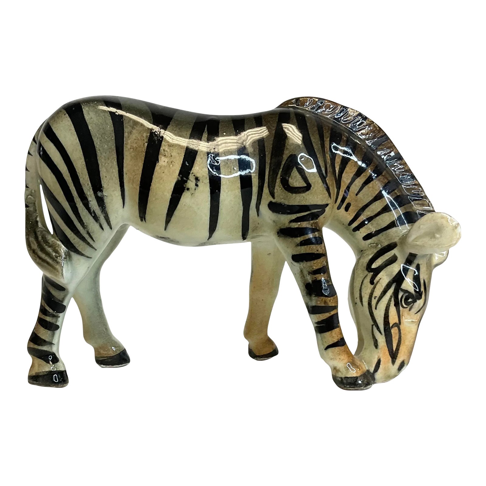 1940s Vintage Hollywood Regency Boho Chic Ceramic Zebra Figurine ...