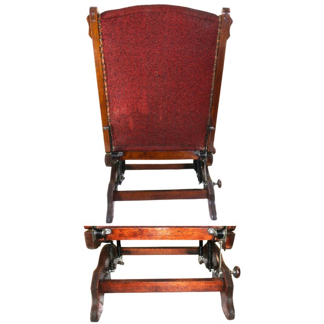 Antique Restored Victorian Upholstered Oak & Cast Iron Platform Rocker ...