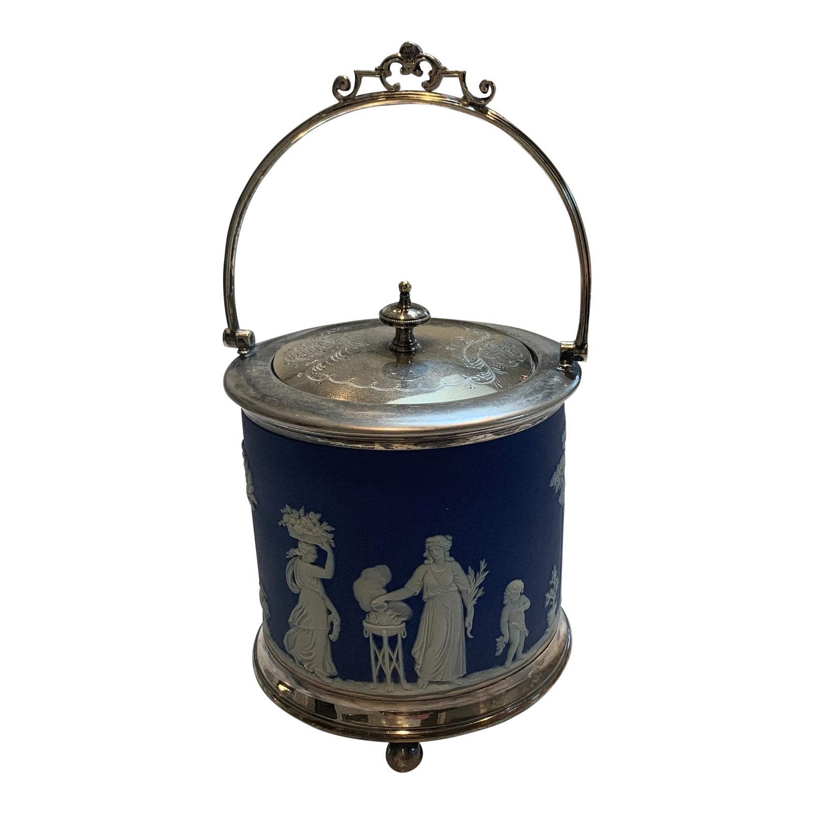 Mid 19th Century Wedgwood Jasper Biscuit Jar | Chairish