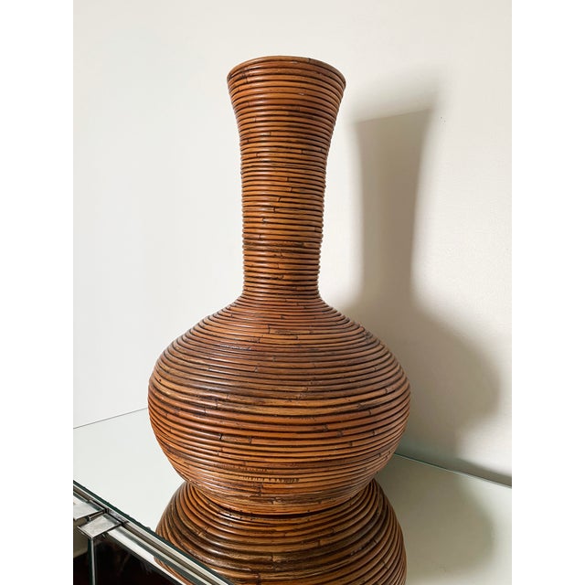 Mid-Century Modern Gabriella Crespi Style Pencil Reed Vase | Chairish