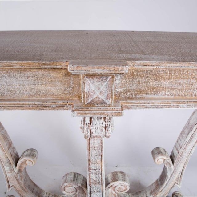 Solid Wood Rustic White Wash Console | Chairish