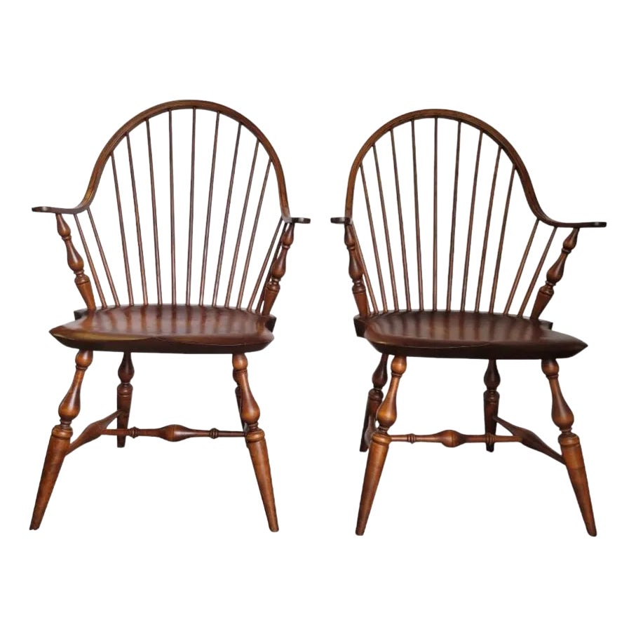 Pair of 1980s Elm Windsor Arm Chairs by Warren Chair Works Rhode Island ...