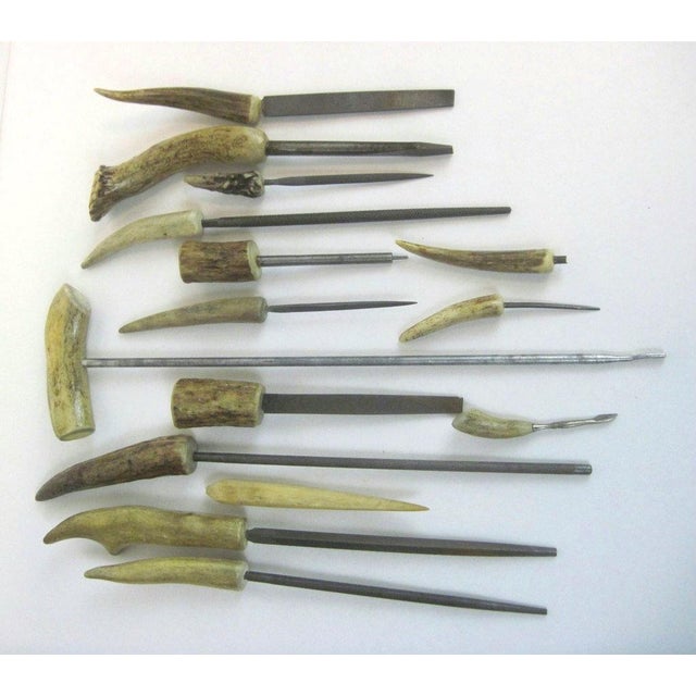 Vintage Handmade Antler Handled Tools - - Set of14 | Chairish