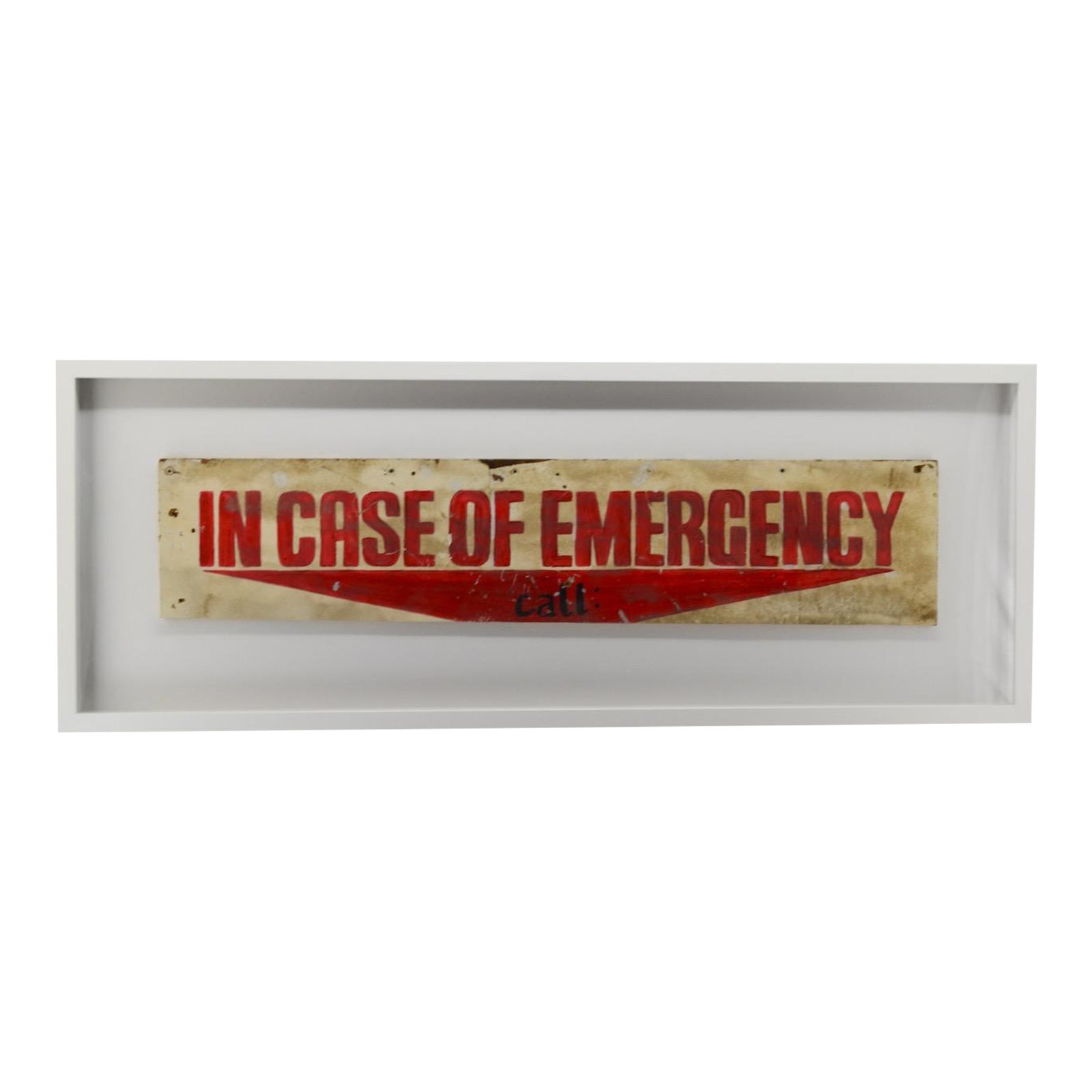 Antique Framed 60" Vintage Emergency Sign Hand Painted | Chairish