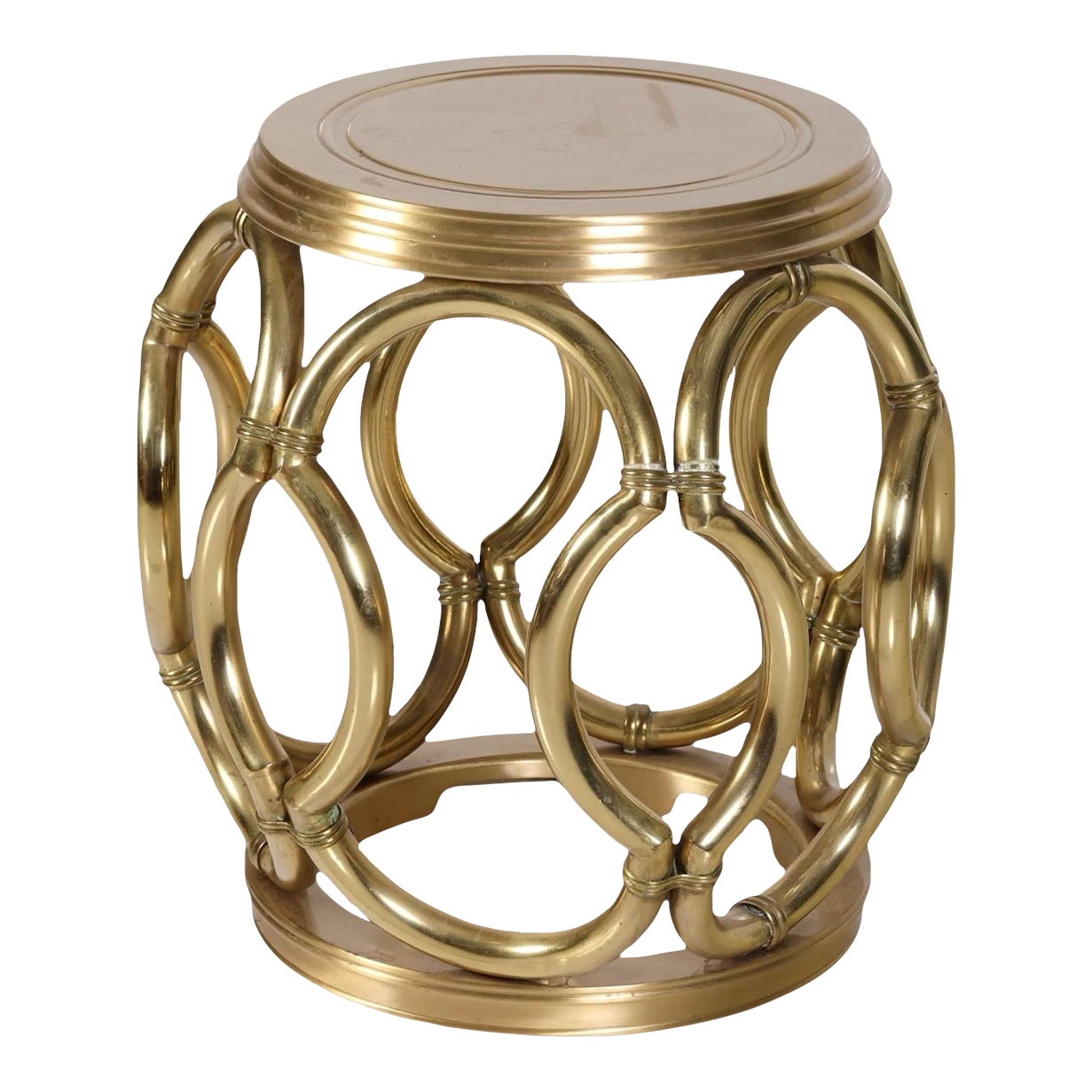 Vintage Heavy Brass Bamboo Garden Stool/Side Table | Chairish