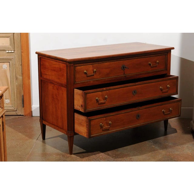 1790s French Louis XVI Commode Secrétaire with Petite Desk and Fluted ...