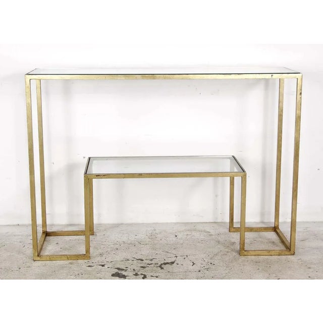 Mid 20th Century European French Gilded Steel & Glass 2 Tier Console ...