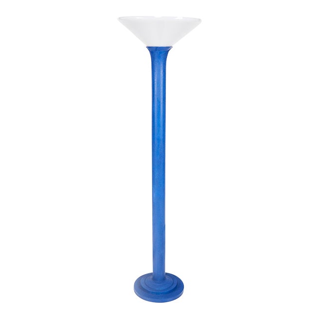 1980s Textured Royal Blue Torchiere Floor Lamp | Chairish