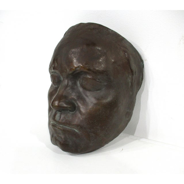 Male Bronzed Style Death Mask Face Sculpture | Chairish
