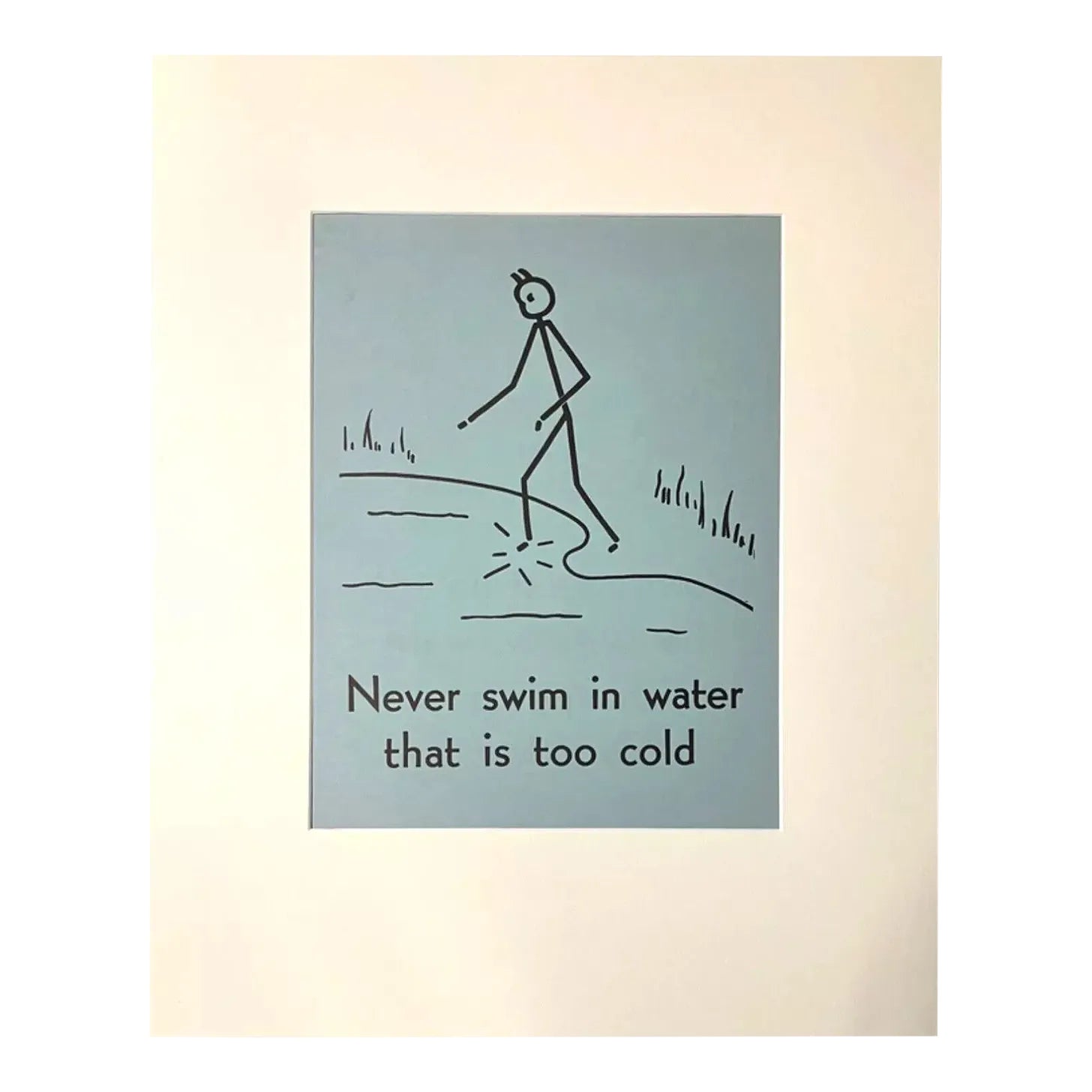 Vintage 1940s 2-Sided Safety Poster in 16x20 Mat: Never Swim in Too ...