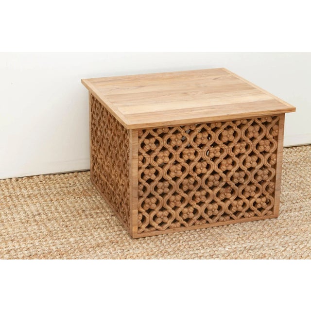 Small Mid-Century Style Floral Jali Coffee Table | Chairish