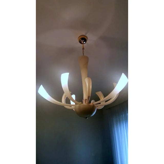 Fuochi d'Artificio Chandelier in Opaline and Golden Murano Glass from Barovier & Toso, 1990s ...