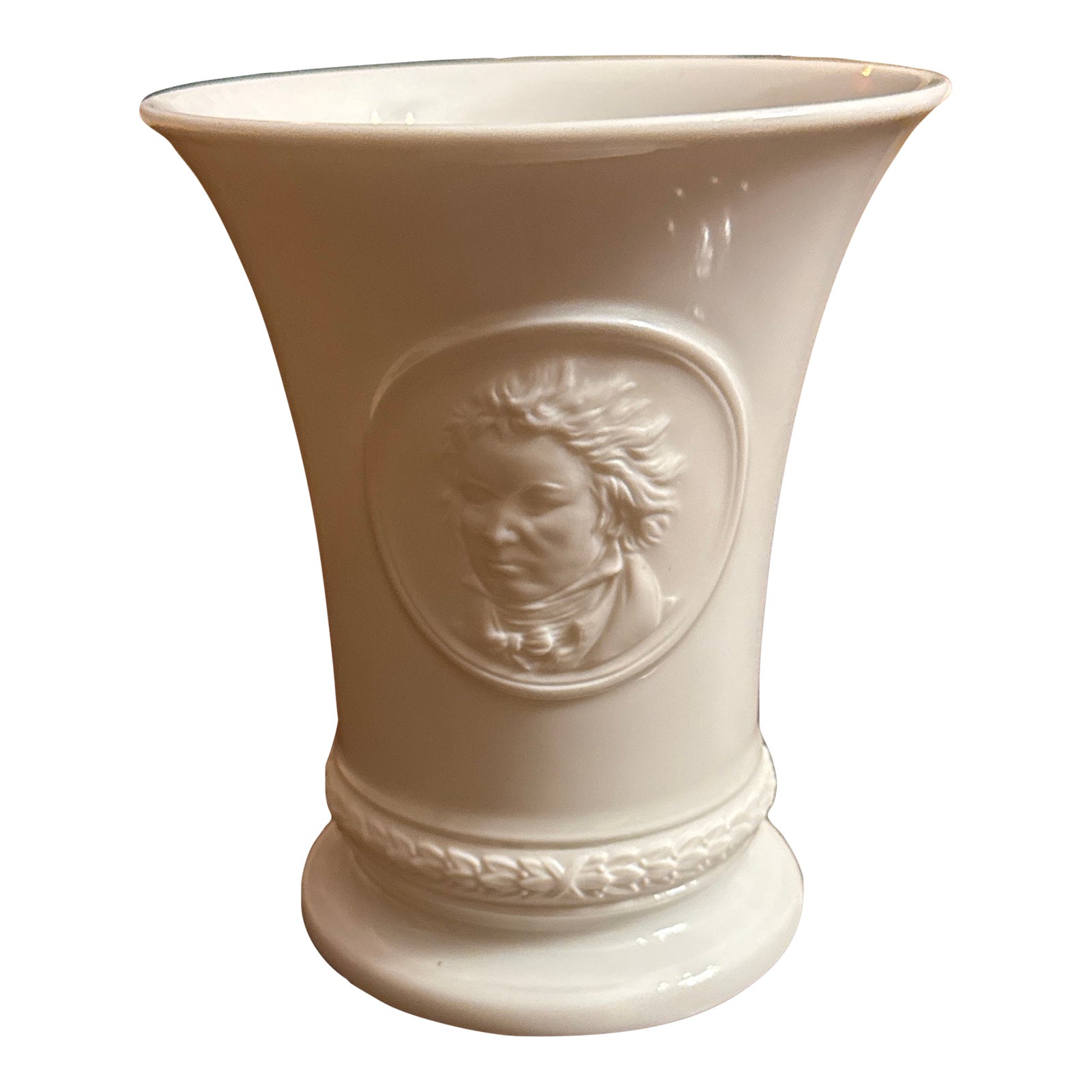 German Porcelain Vase Mozart Cameo | Chairish