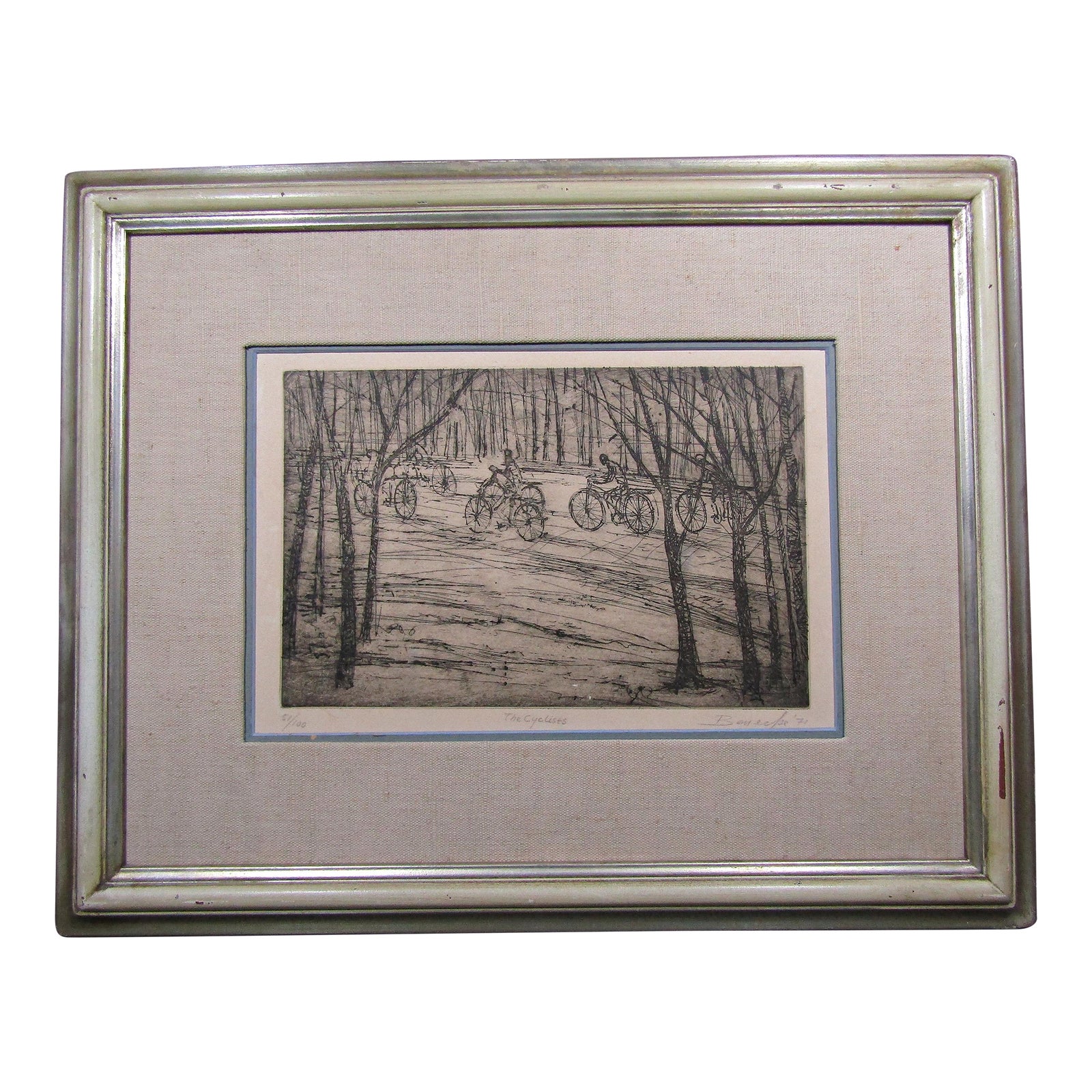 1970s Signed William Benecke "The Cyclists" Limited Edition Etching ...