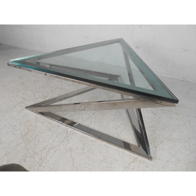 Mid-Century Modern Style Triangular Chrome Coffee Table | Chairish