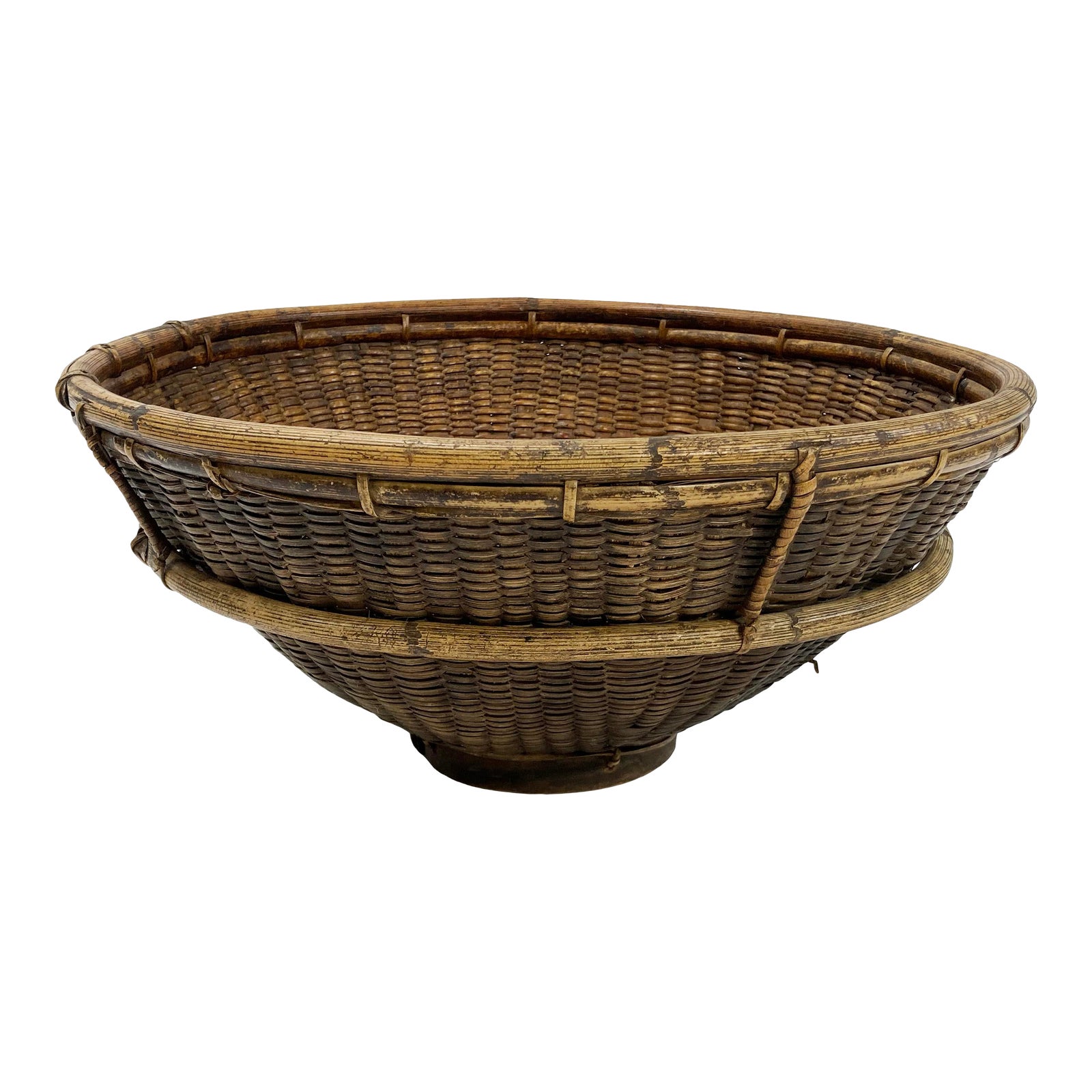 Large Contemporary Woven Rice Basket | Chairish