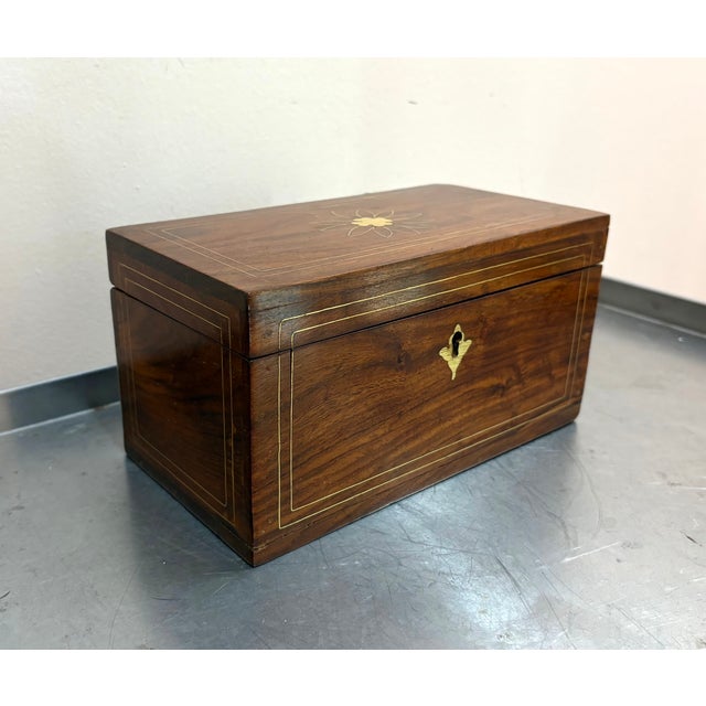 Gold Inlaid Wood Locking Trinket Box W/ Key | Chairish