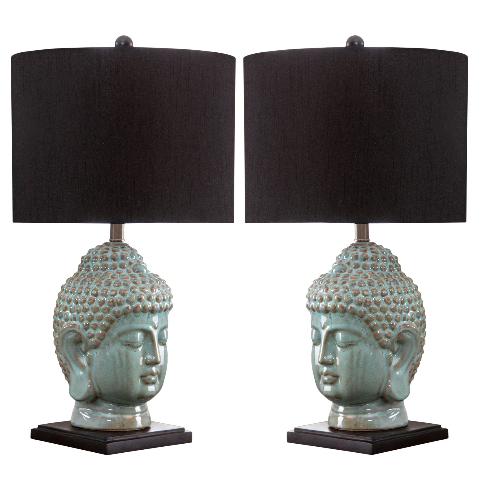 Pair (2) of Ceramic Buddha Table Lamps | Chairish