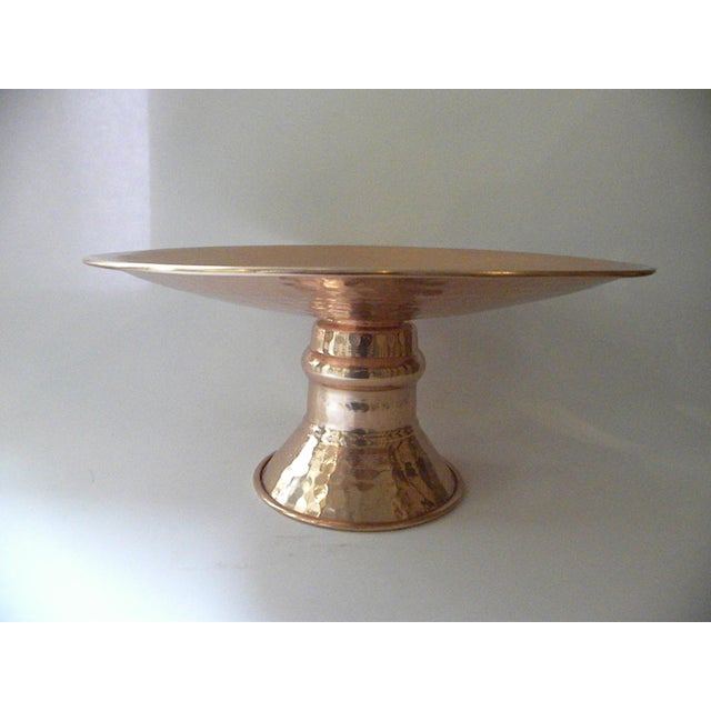 Hand Hammered Copper Metal Brass Cake Tray Stand Dessert Plate | Chairish