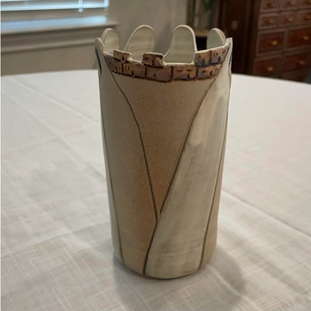 Vintage Handcrafted Signed Ceramic Vase | Chairish