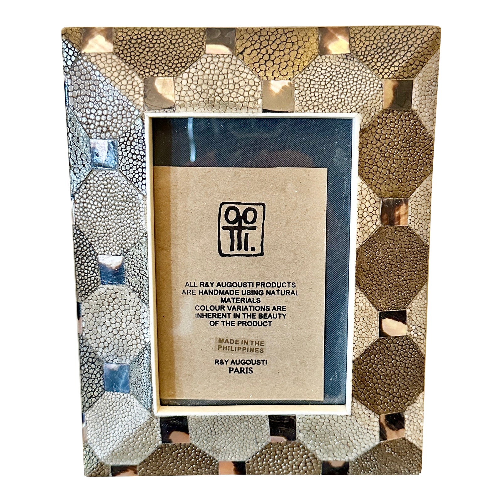 R & Y Augousti Shagreen Abalone Picture Frame | Chairish