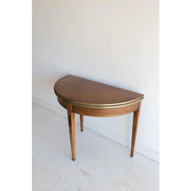 19th C. French Demilune Table With Brass Details | Chairish