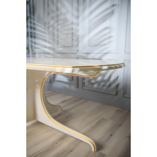 Mid-Century Style Edna Wood White Dining Table | Chairish