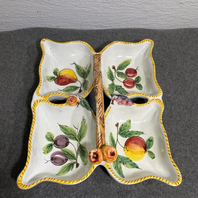 Vintage Italian Ceramic Fruit Theme Divided Serving Dish | Chairish