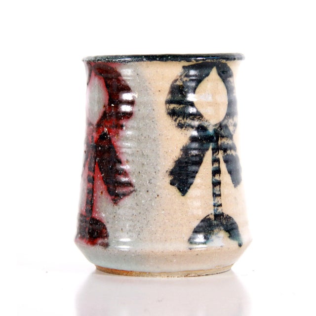 Mid Century Modernist Stick Figure Art Pottery Vase | Chairish