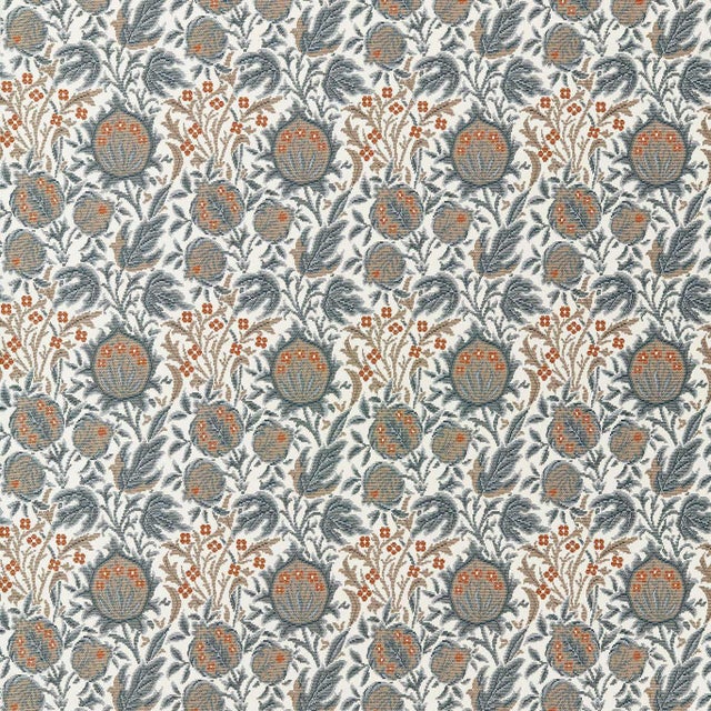 Morris & Co. Elmcote Weave Fabric in River Blue/Apricot | Chairish