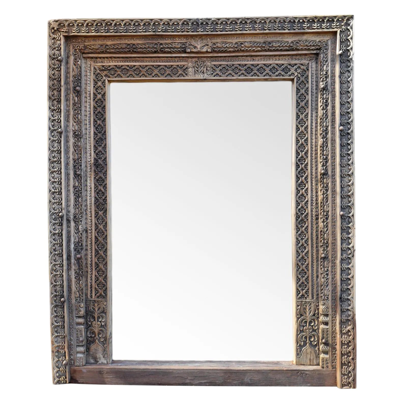 Large Architectural Carved Doorway Mirror | Chairish