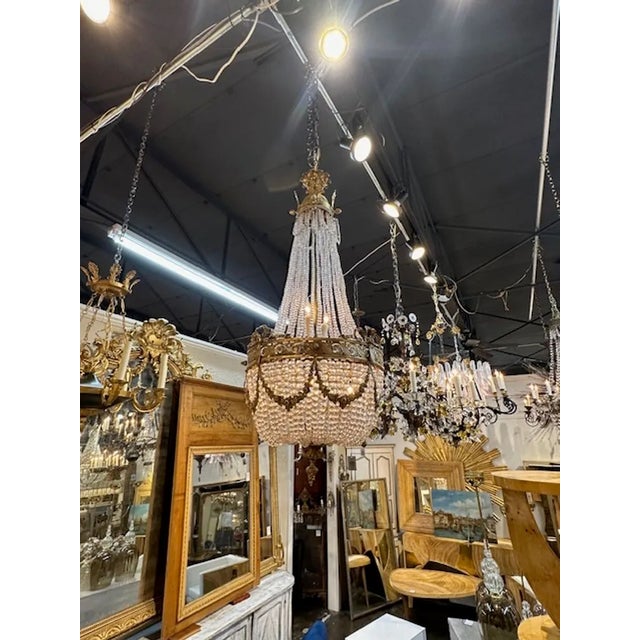 French Louis XVI Design Basket Form Chandelier | Chairish