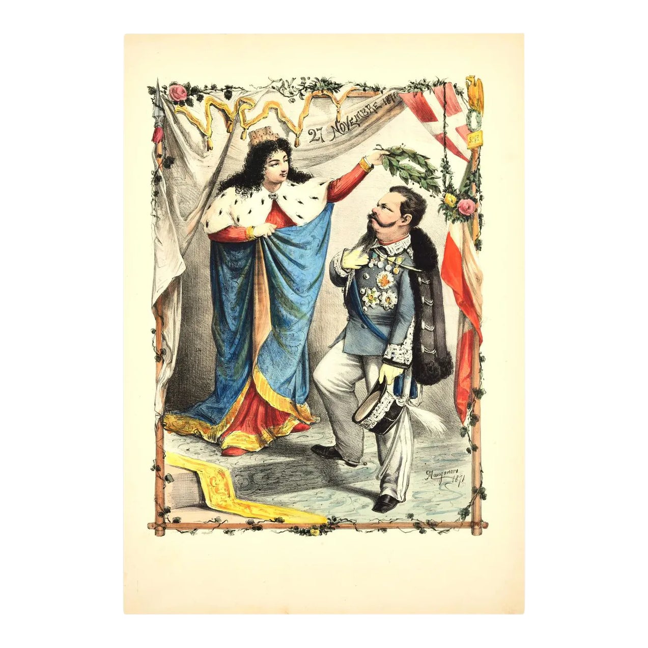 Coronation of Vittorio Emanuele II - Lithograph by A. Maganaro - 1872 ...