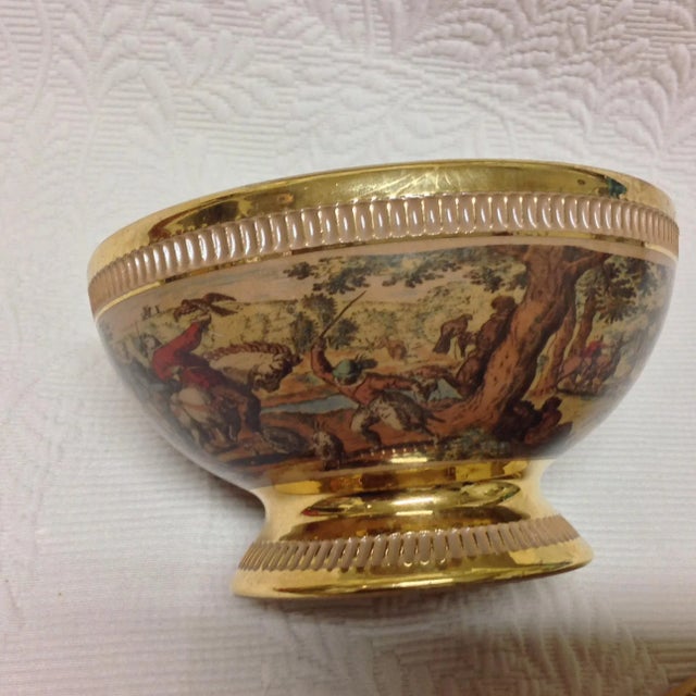 1960s Covered Dish Decorated With Encrusted Gold And Giotto Italian Hunt Scene Chairish