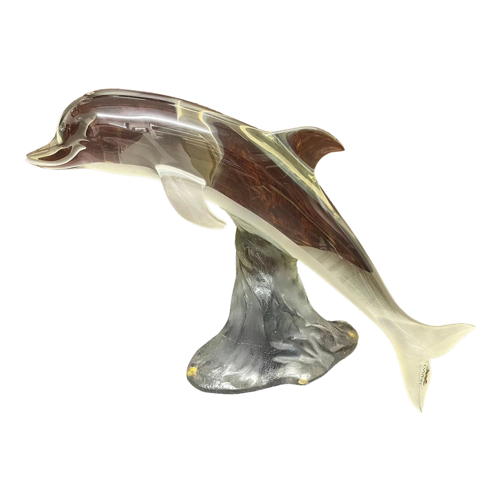 Haziza Acrylic Jumping Dolphin Statue | Chairish