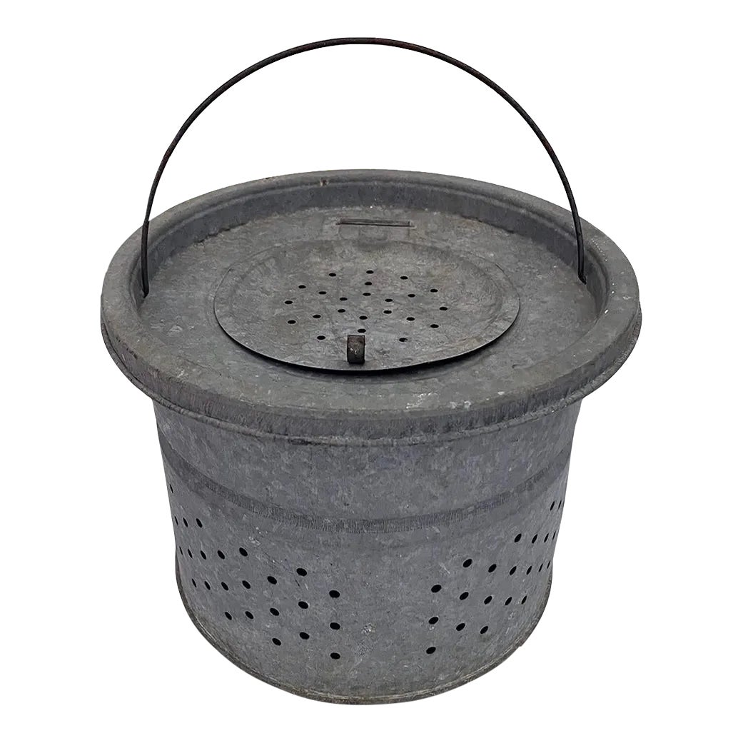 Vintage Galvanized Fish Trap Bait Basket | Chairish