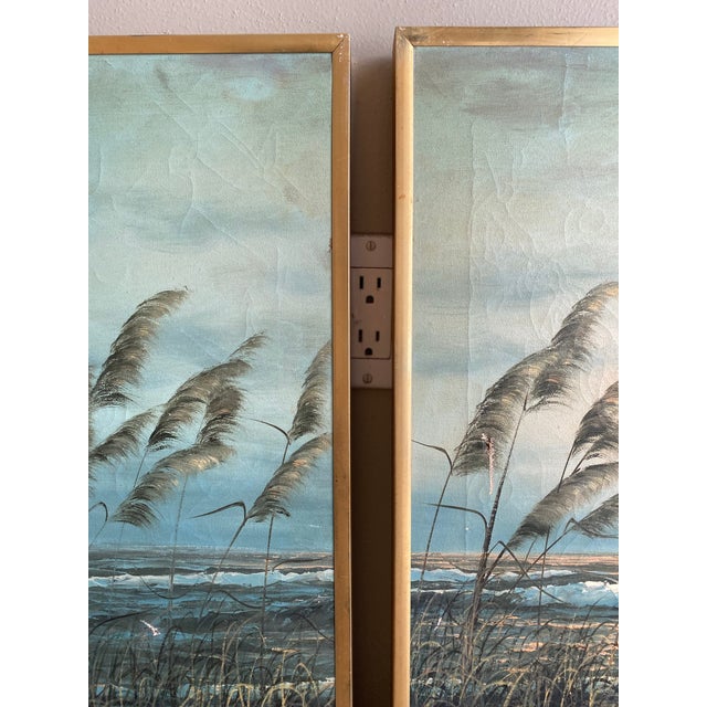 Vintage Coastal Triptych Paintings | Chairish