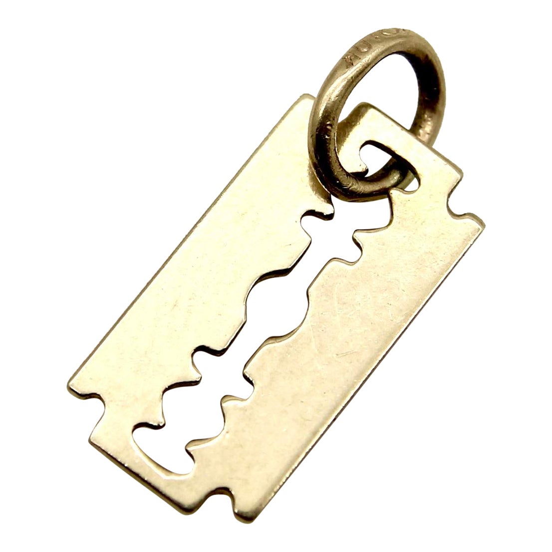 1980s Tiny 14k Gold Razor Blade Charm | Chairish