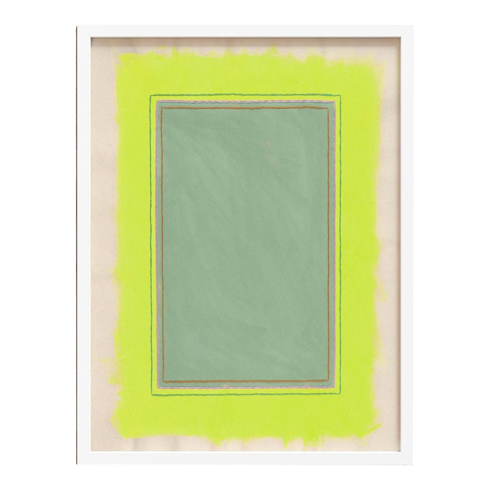 Emily Keating Snyder Framed 'Sage/Neon' Print, 19.5" X 25", White Frame ...
