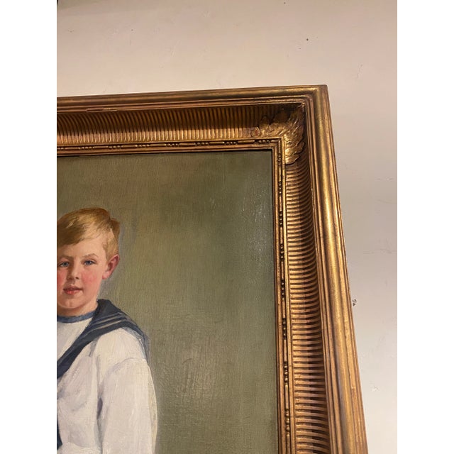 Antique English Oil Painting "Boy in a Sailor Suit" by William D. Adams ...