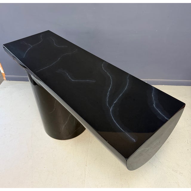 1980s J. Wade Beam Postmodern Black Marbleized Console Table W/Matching ...