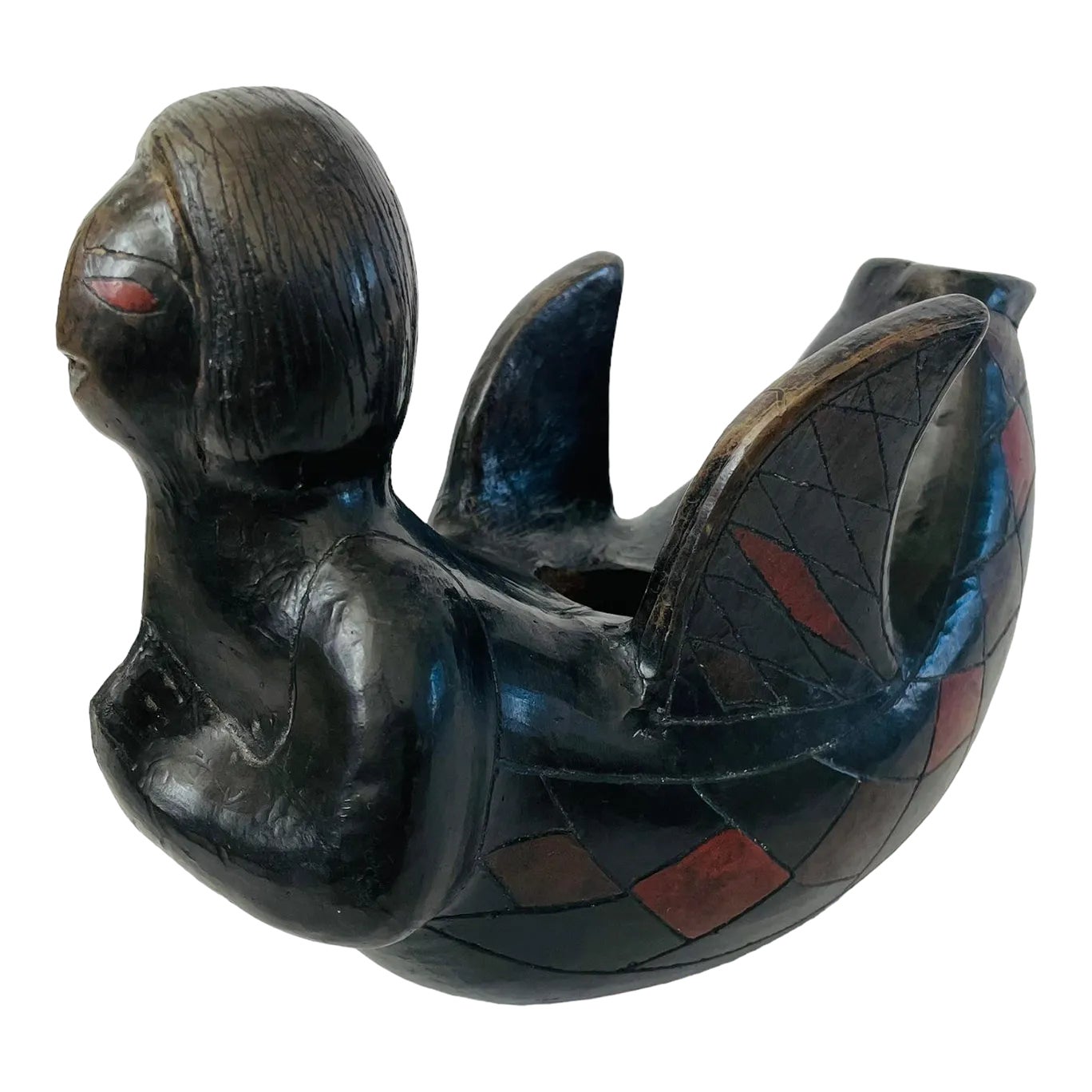 Barro Negro Pottery Oaxaca Vintage Angel Vase Candleholder Black Clay ...