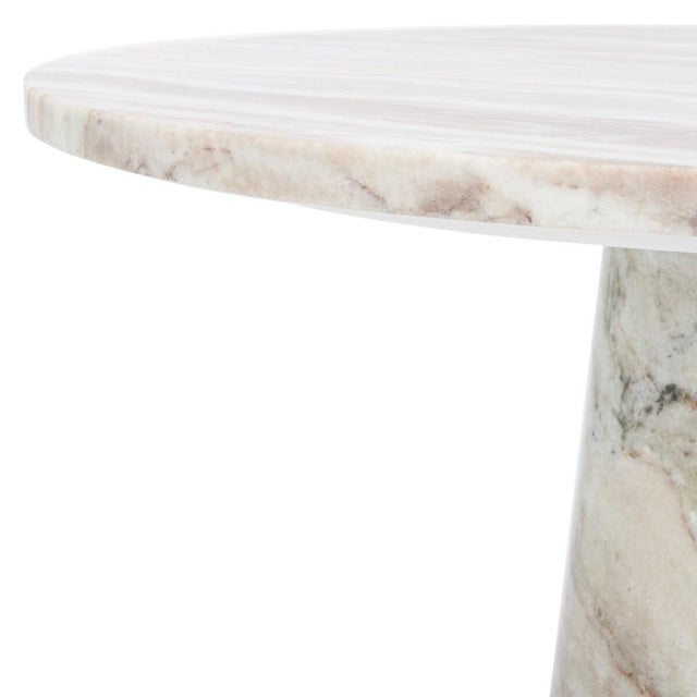 Valentia Tall Round Marble Accent Table - White/Brown | Chairish